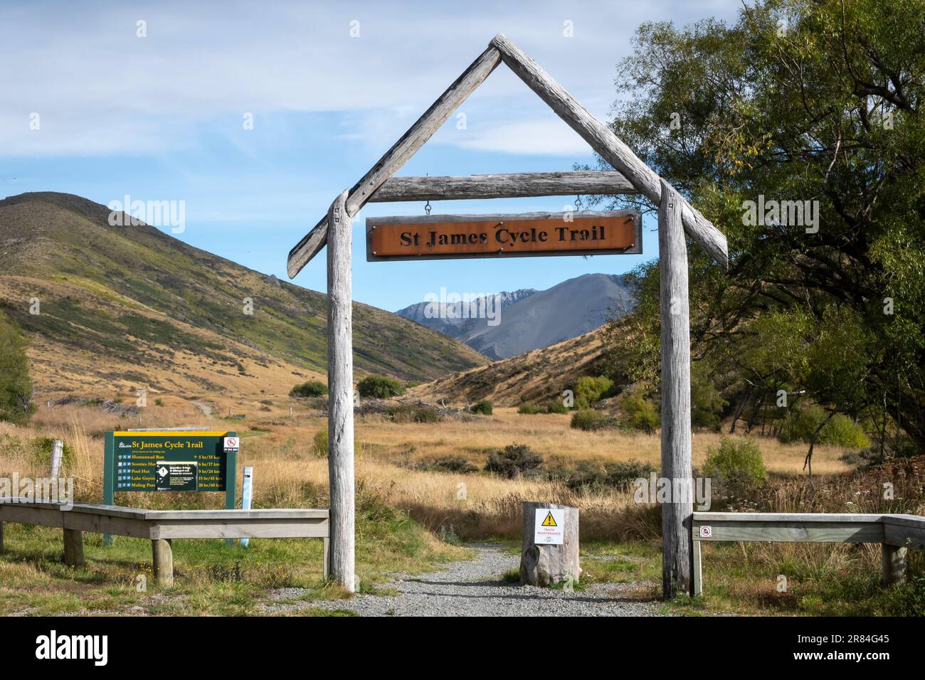 Wooden arch at entrance to St James Cycle Trail, St James Station near ...