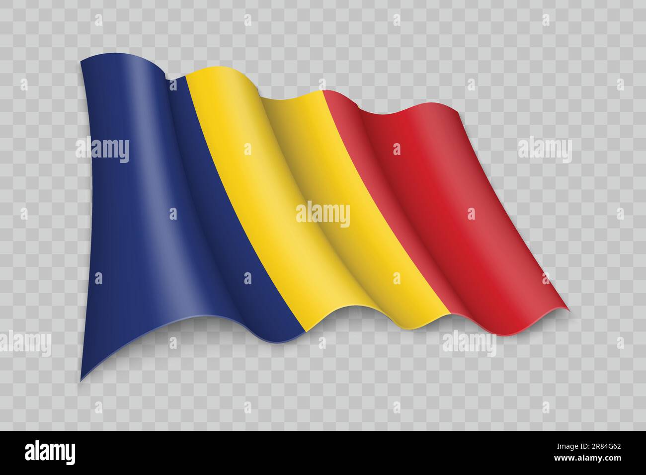 3D Realistic waving Flag of Romania on transparent background Stock ...