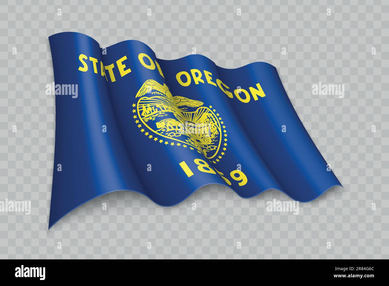 3D Realistic waving Flag of Oregon is a state of United States on ...