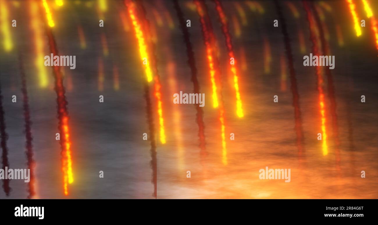 Abstract bright meteors burning falling from the sky, meteorites ...