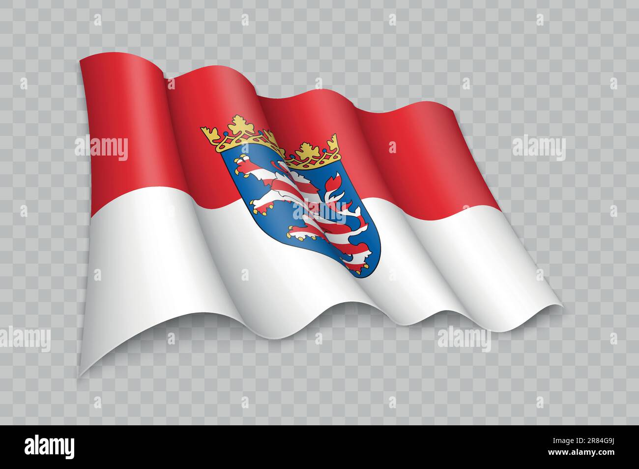 3D Realistic waving Flag of Hesse is a state of Germany on transparent ...