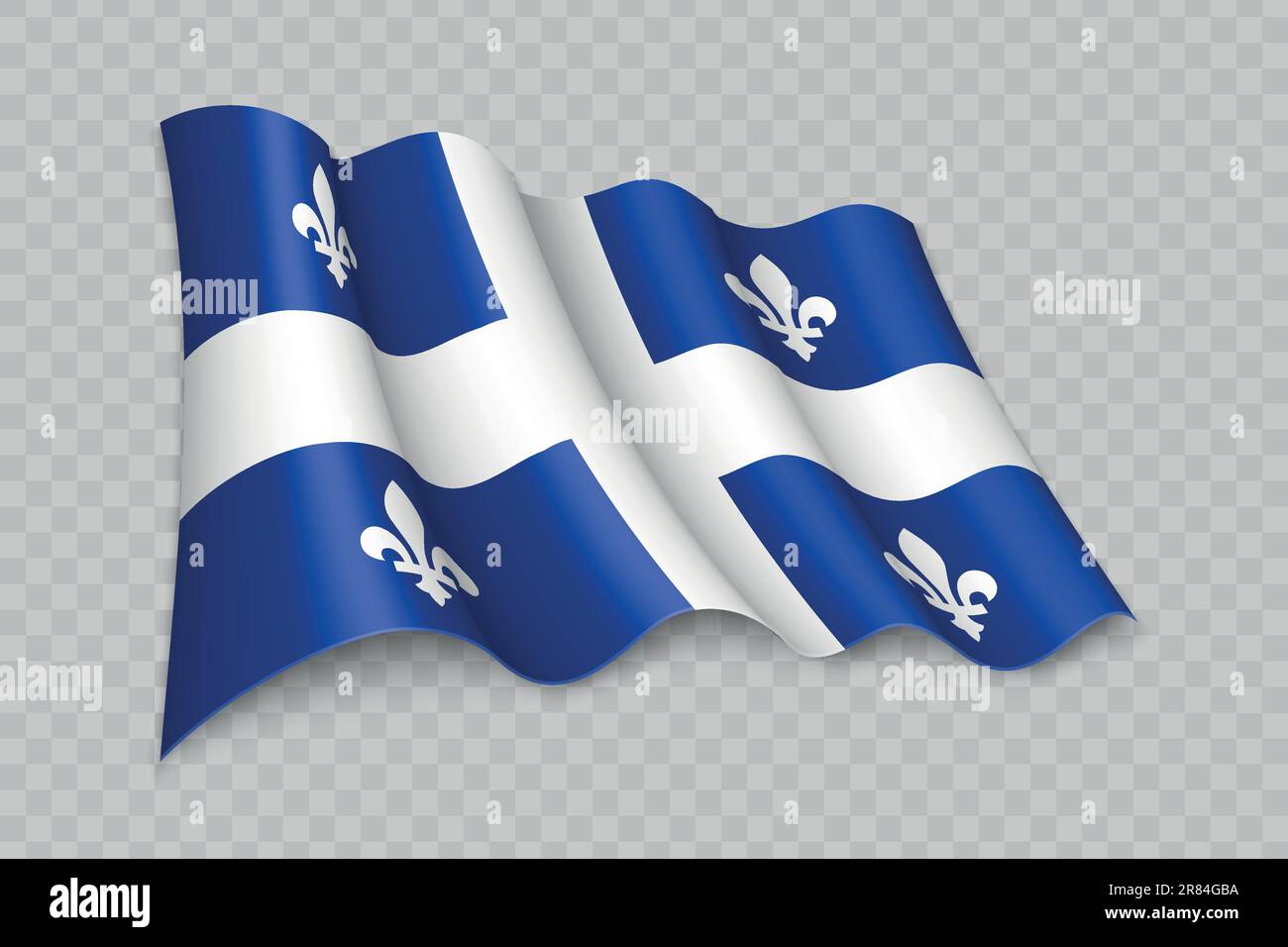 3D Realistic waving Flag of Quebec is a state of Canada on transparent ...