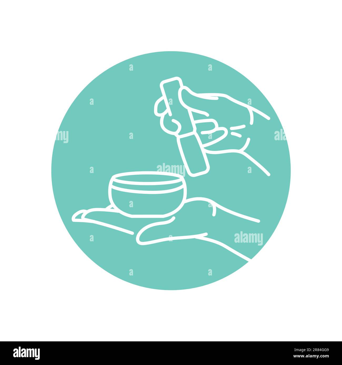 Sound healing meditation black line icon. Pictogram for web page ...