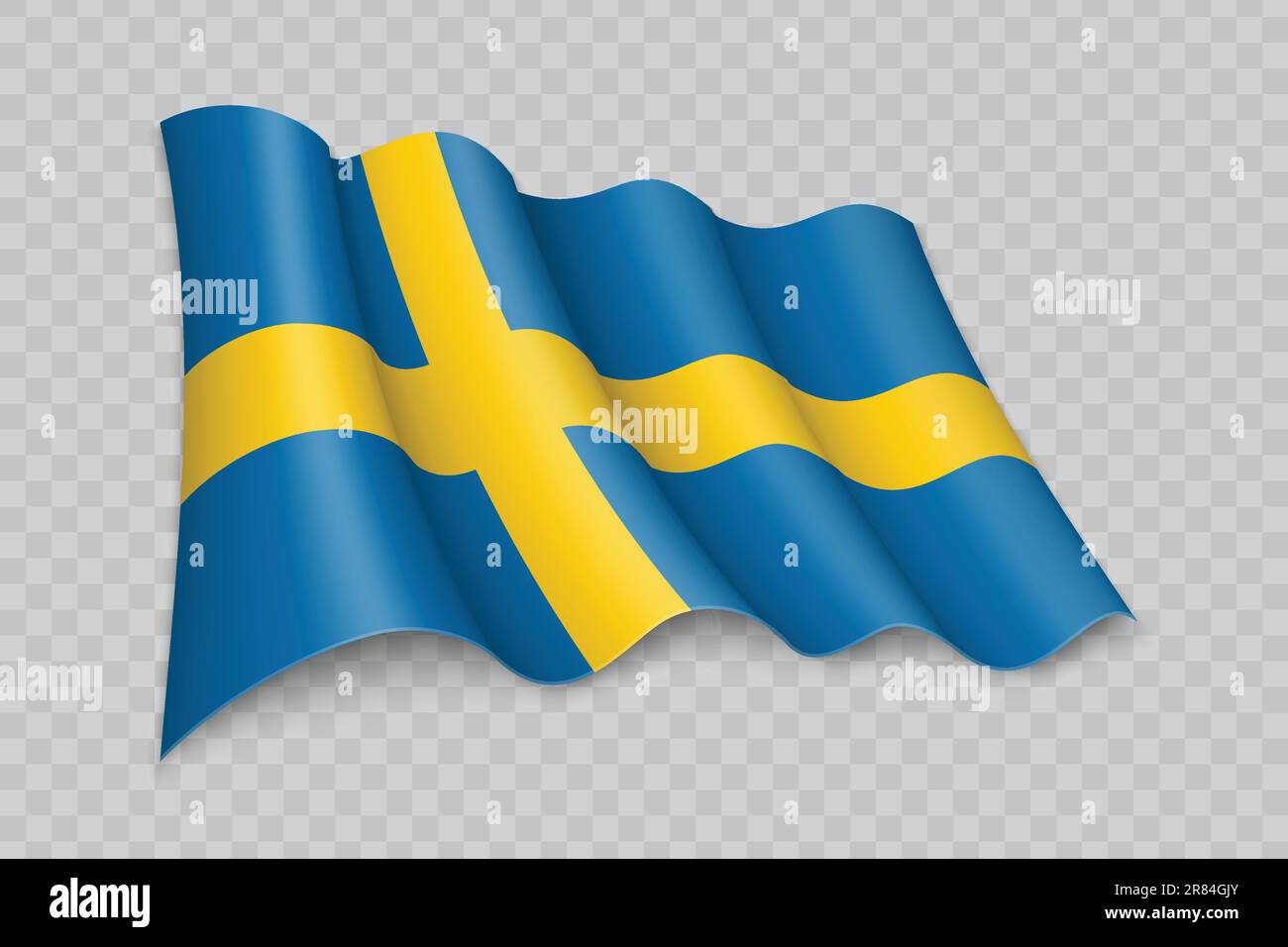 3D Realistic waving Flag of Sweden on transparent background Stock ...