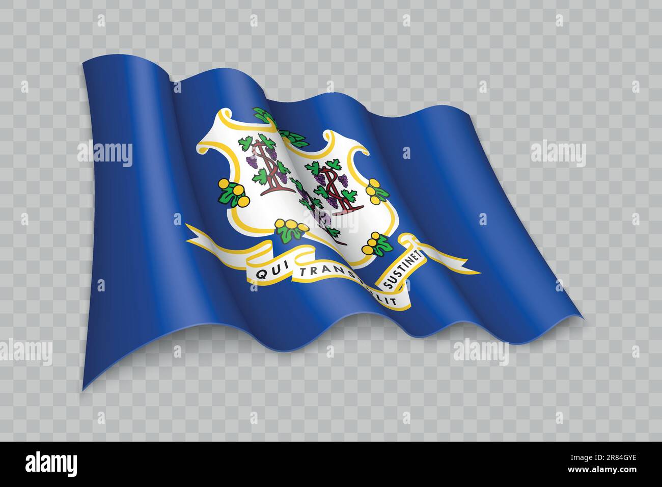 3D Realistic waving Flag of Connecticut is a state of United States on ...