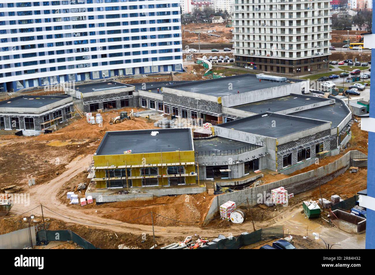 Construction of a one-story comfortable modern new monolithic frame ...