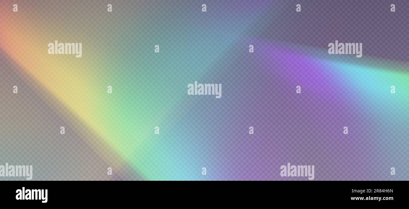 Rainbow refraction overlay, prism light effect, leak flare Stock Vector ...
