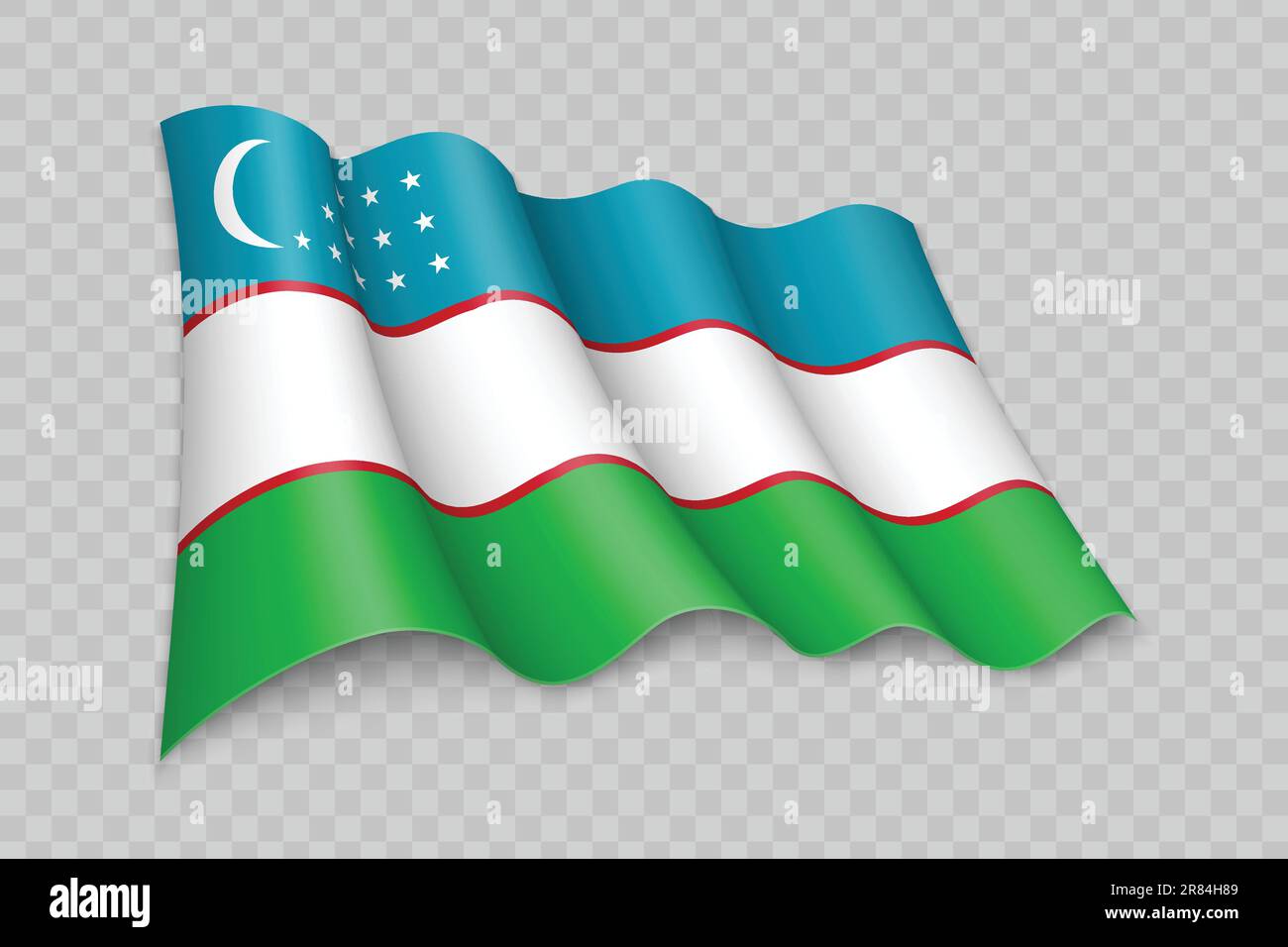 3D Realistic waving Flag of Uzbekistan on transparent background Stock ...