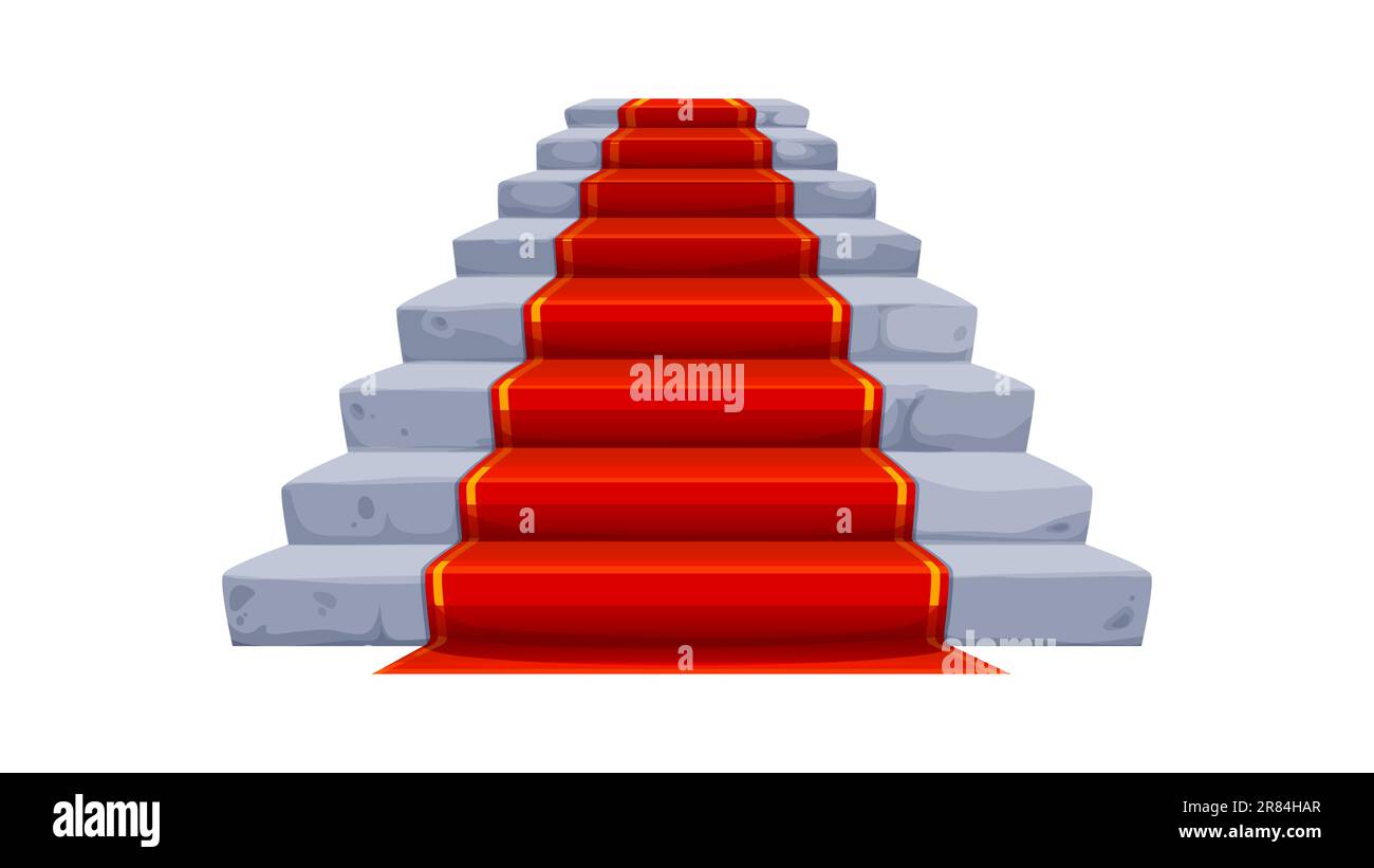 Castle and palace staircases, stone stair with red carpet. Isolated ...