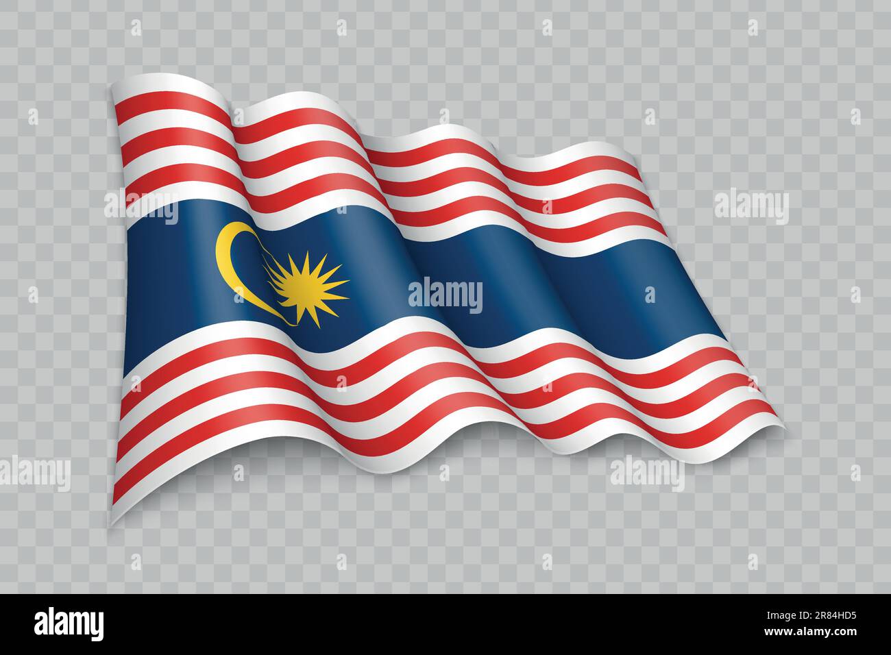 3D Realistic waving Flag of Kuala Lumpur is a state of Malaysia on transparent background Stock ...