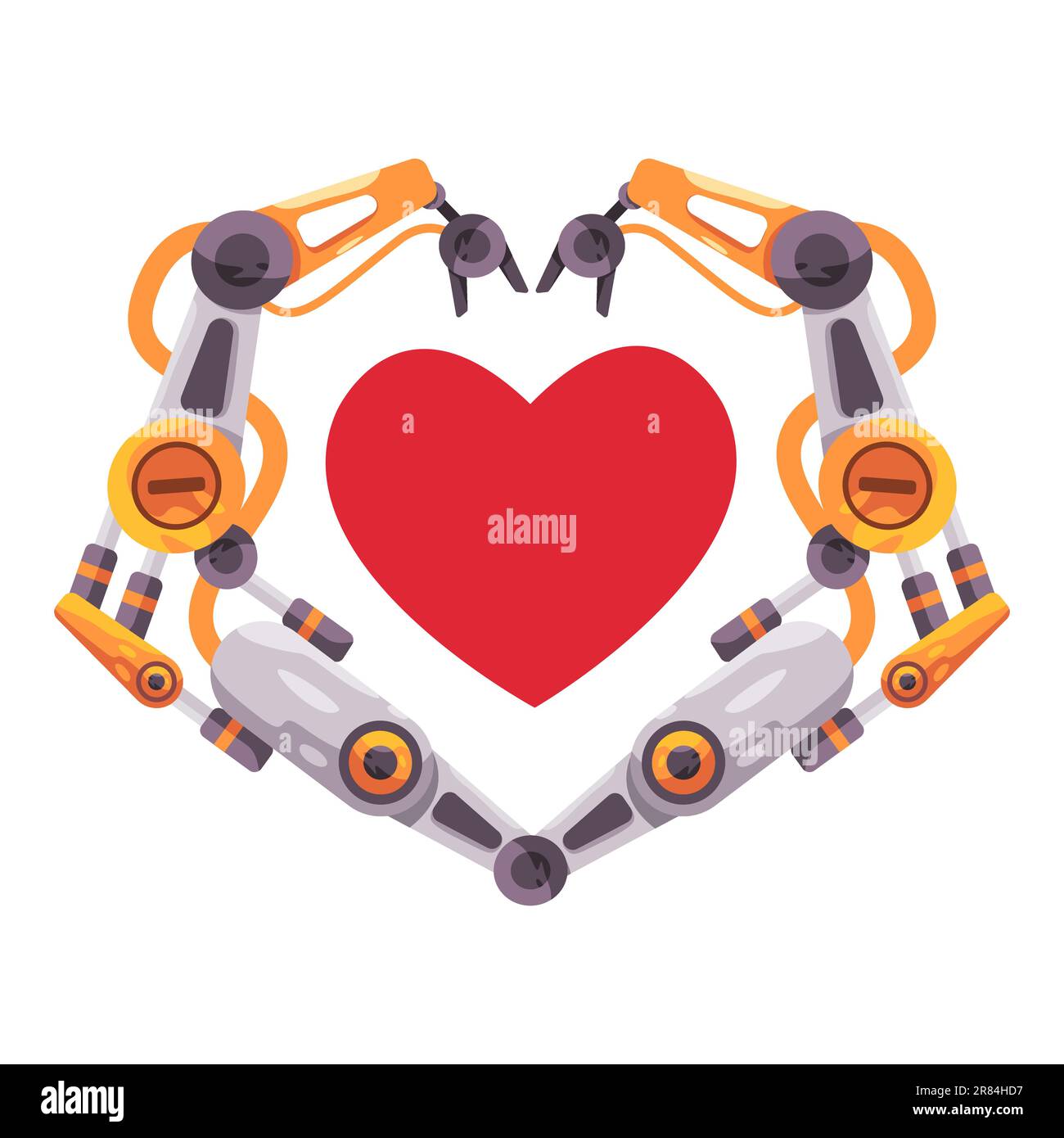 Love heart shape symbol of emotion with robotic machine articulated ...