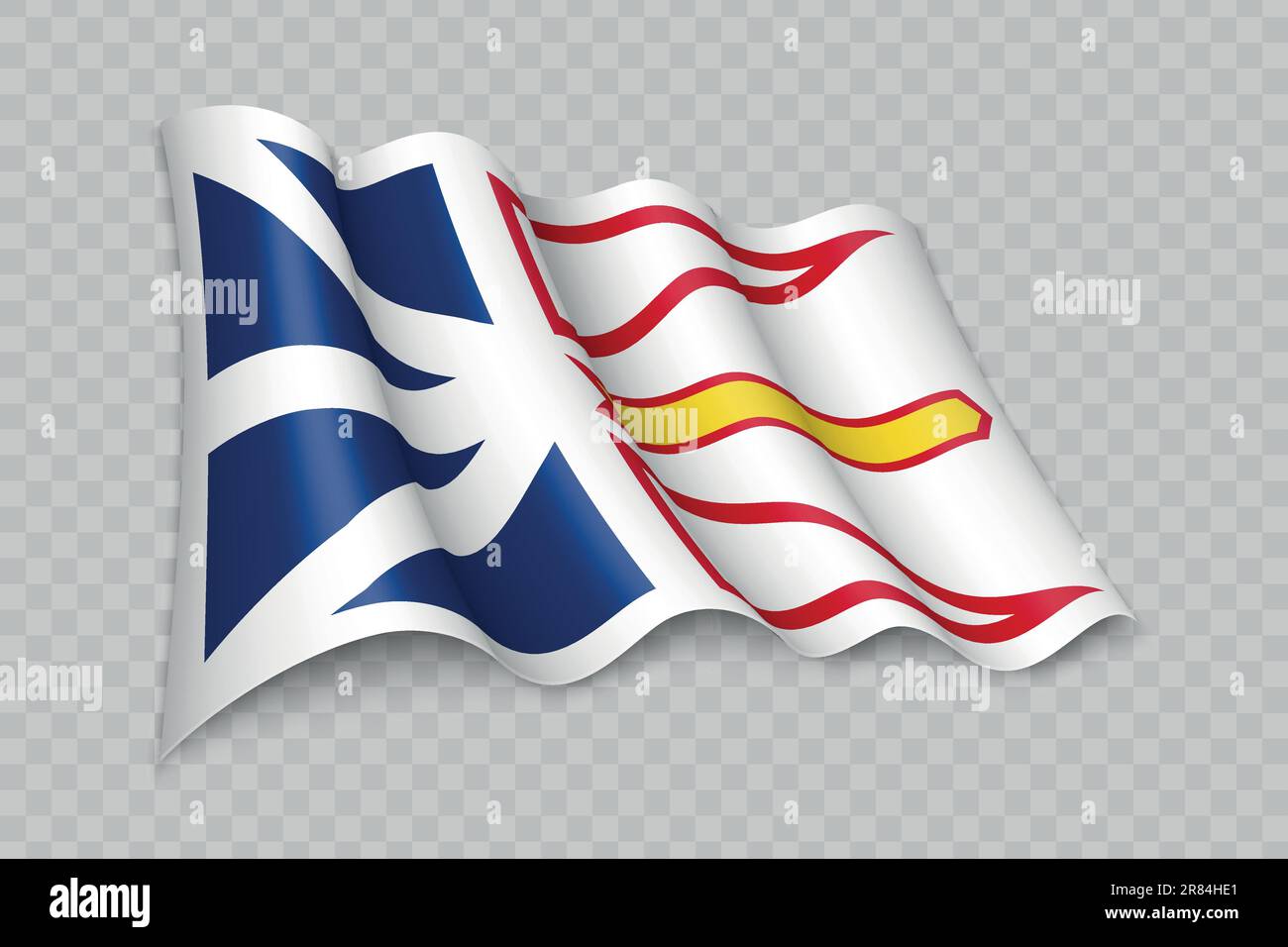 3D Realistic waving Flag of Newfoundland and Labrador is a state of Canada on transparent ...