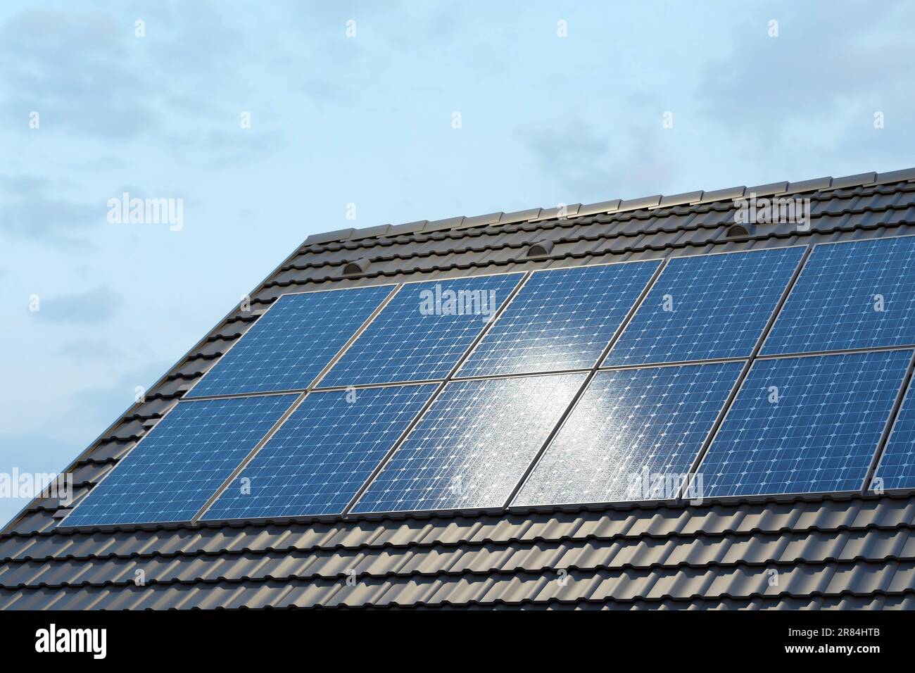 Solar panels, photovoltaics on the roof. Alternative electricity source ...
