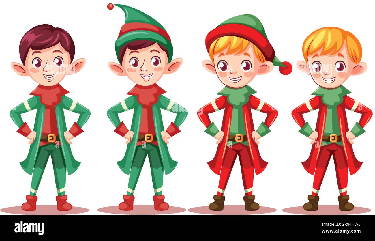 Set of Christmas cartoon characters illustration Stock Vector Image ...
