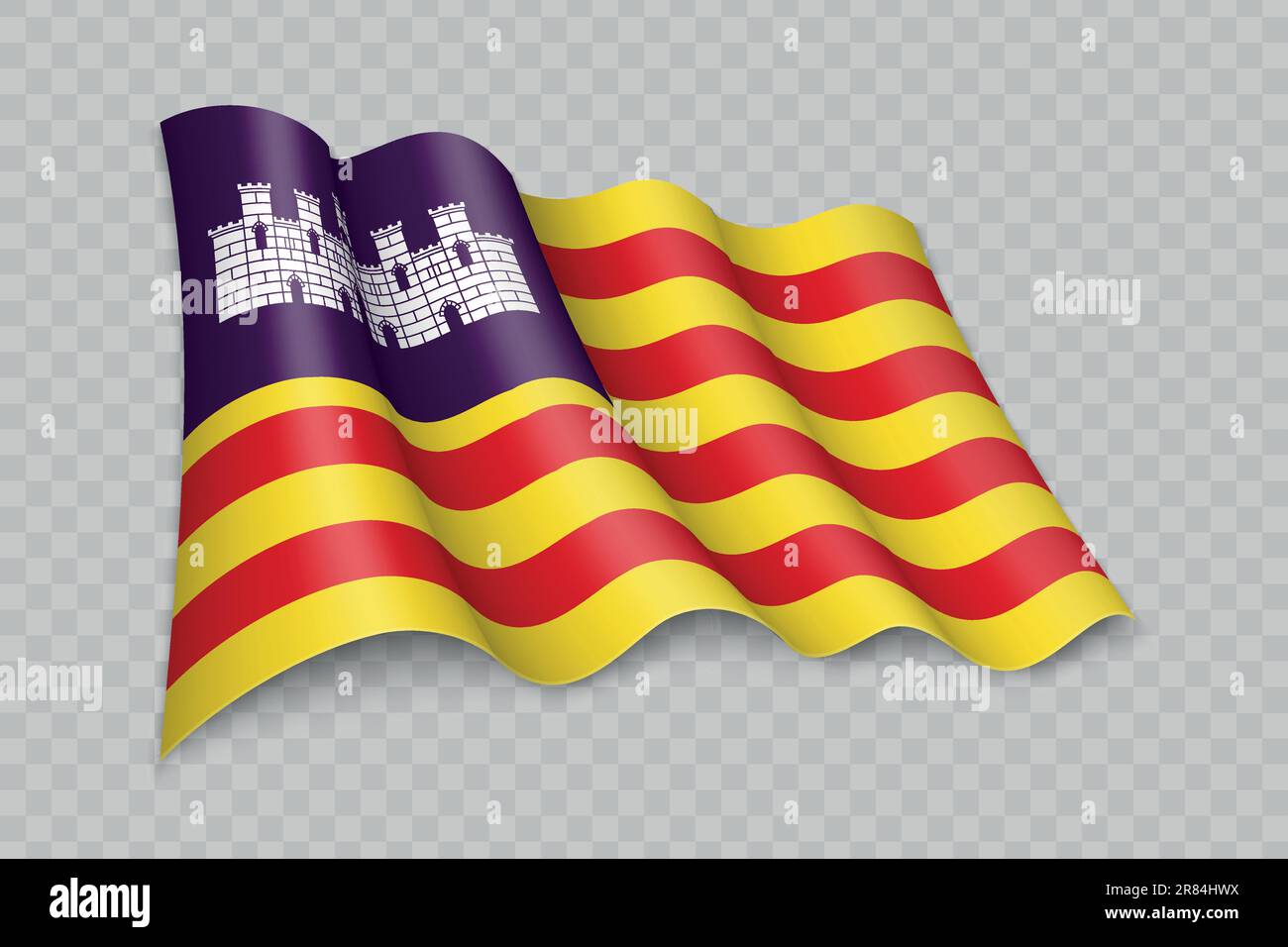 3D Realistic waving Flag of Balearic Islands is a region of Spain on ...