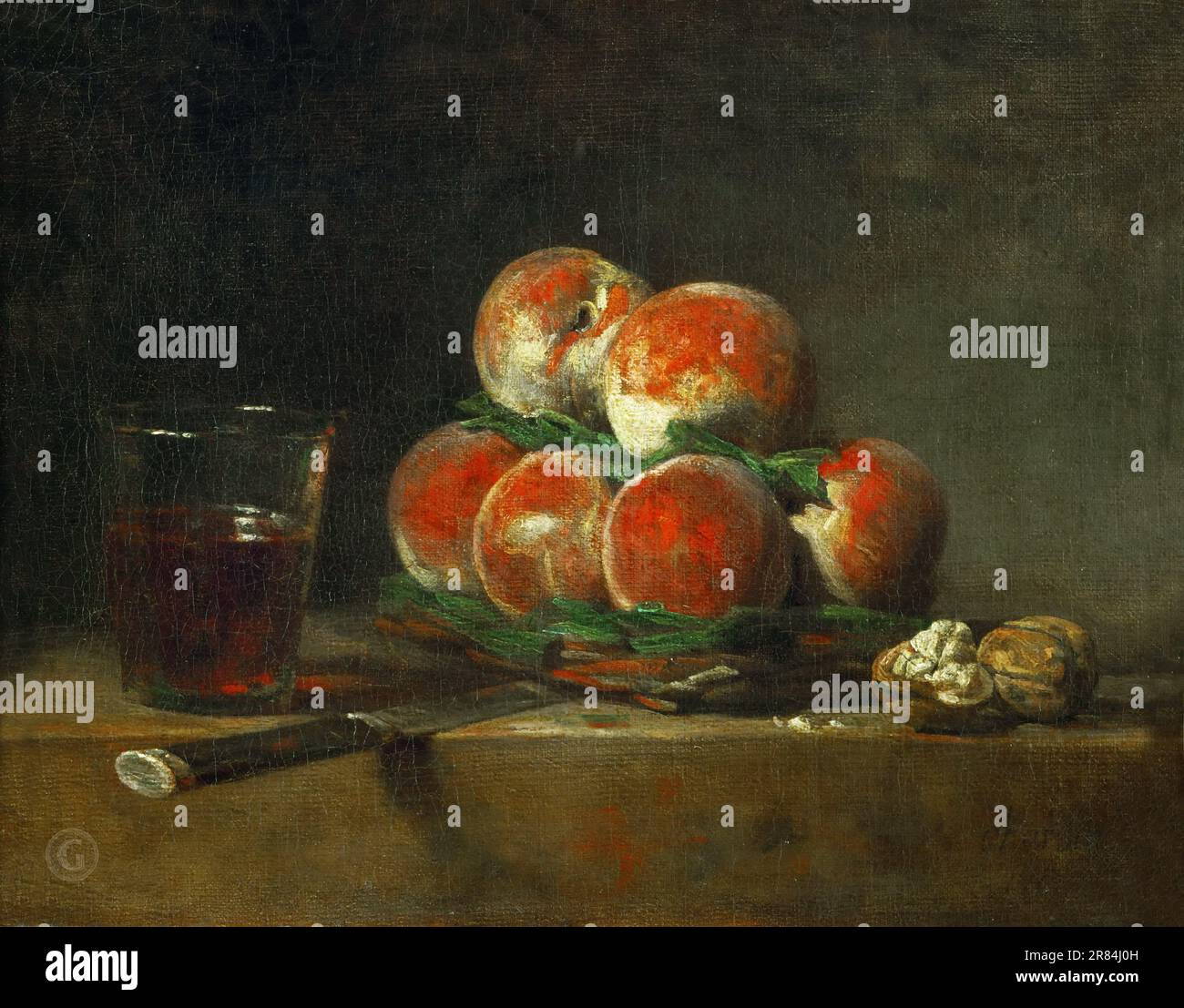 Jean simeon chardin still life with peaches hi-res stock photography ...