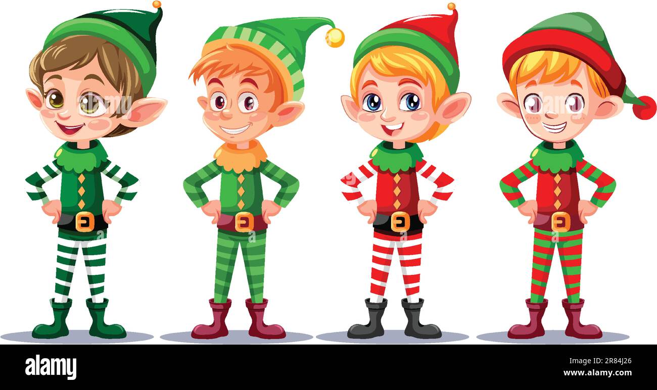 Set of Christmas cartoon characters illustration Stock Vector Image ...