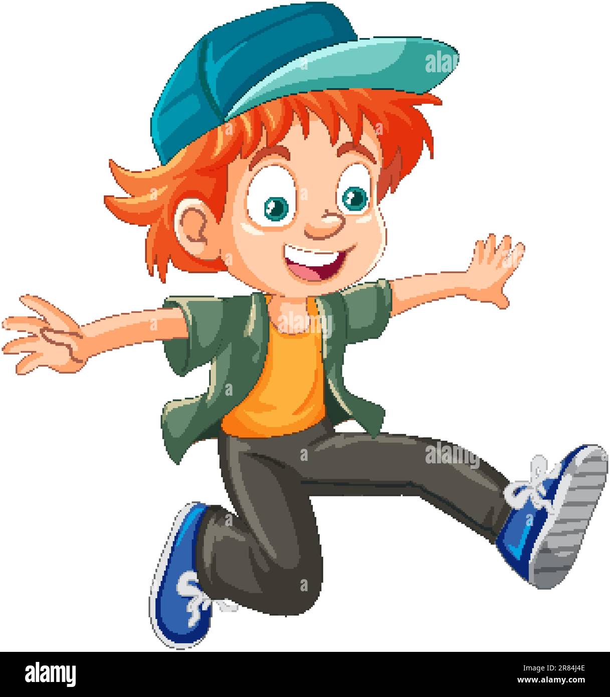 Urban boy wearing cap jumping cartoon character illustration Stock ...