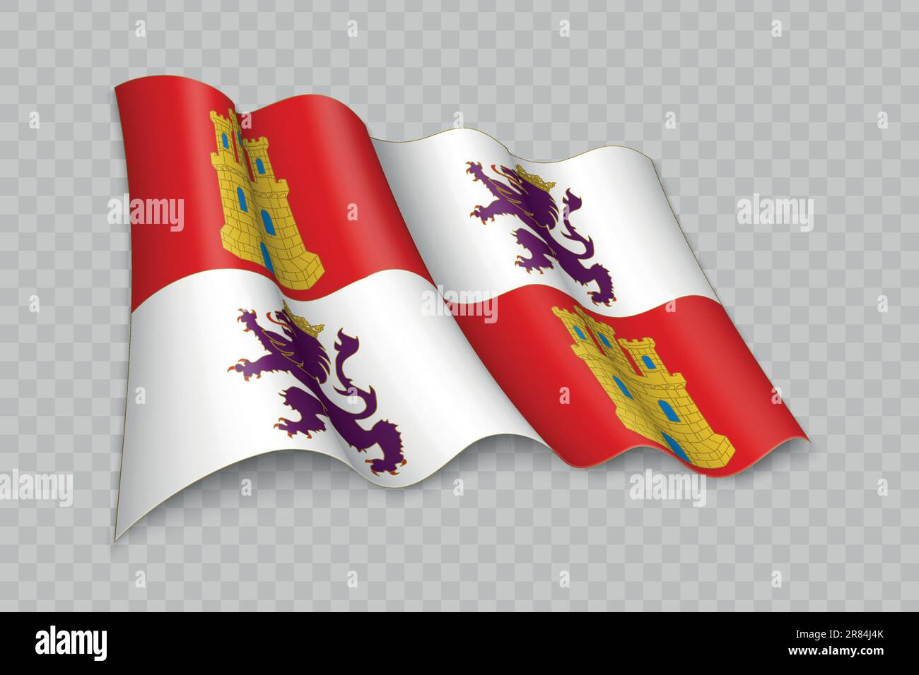 3D Realistic waving Flag of Castile and Leon is a region of Spain on ...