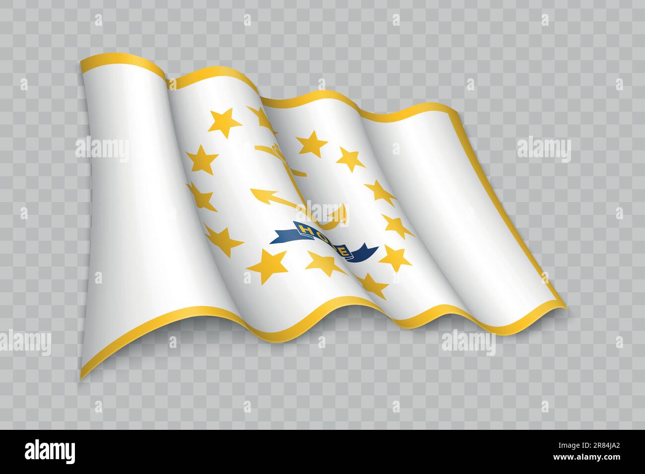 3D Realistic waving Flag of Rhode Island is a state of United States on ...