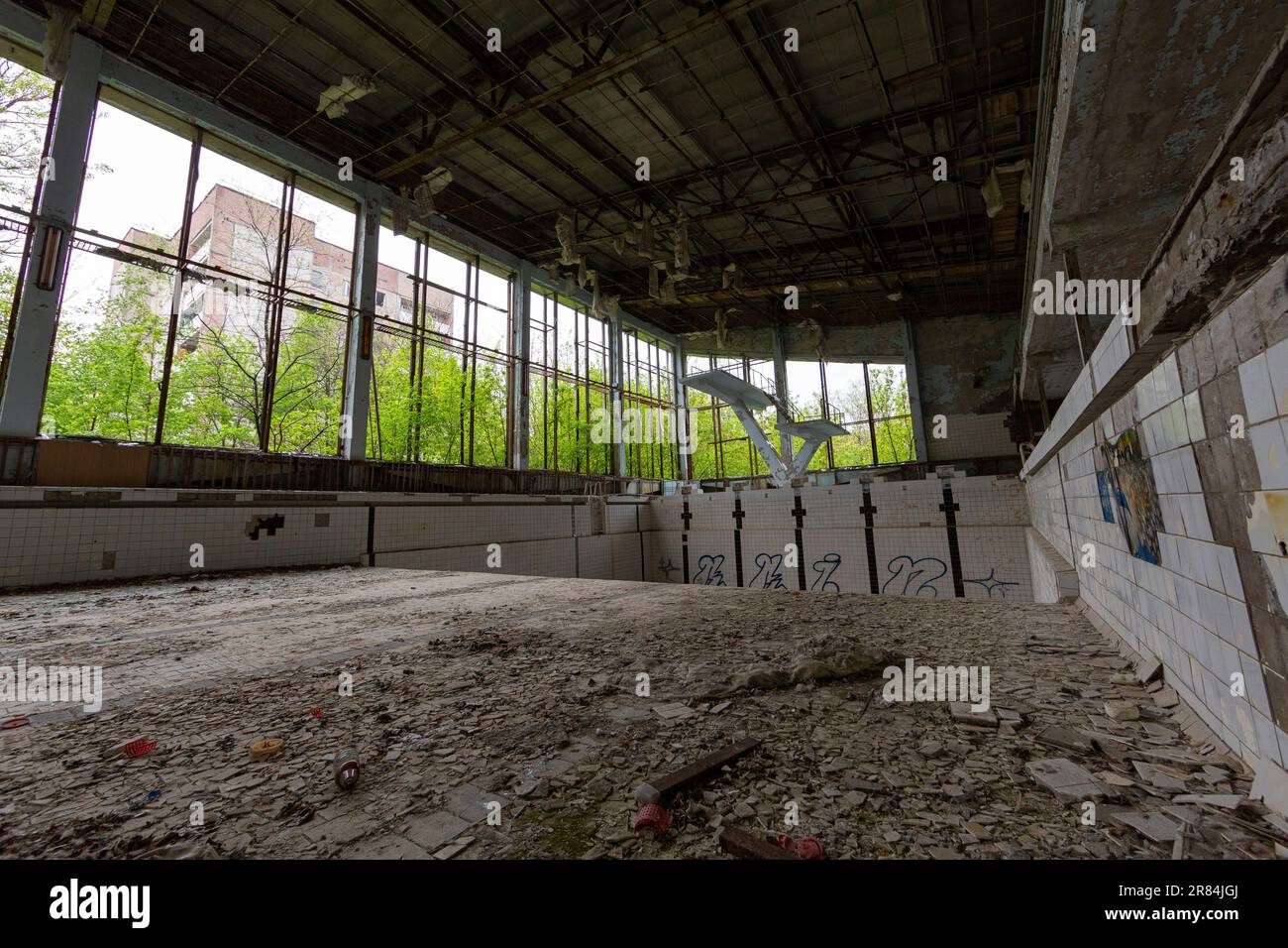 An old abandoned indoor swimming pool in Chernobyl Stock Photo - Alamy
