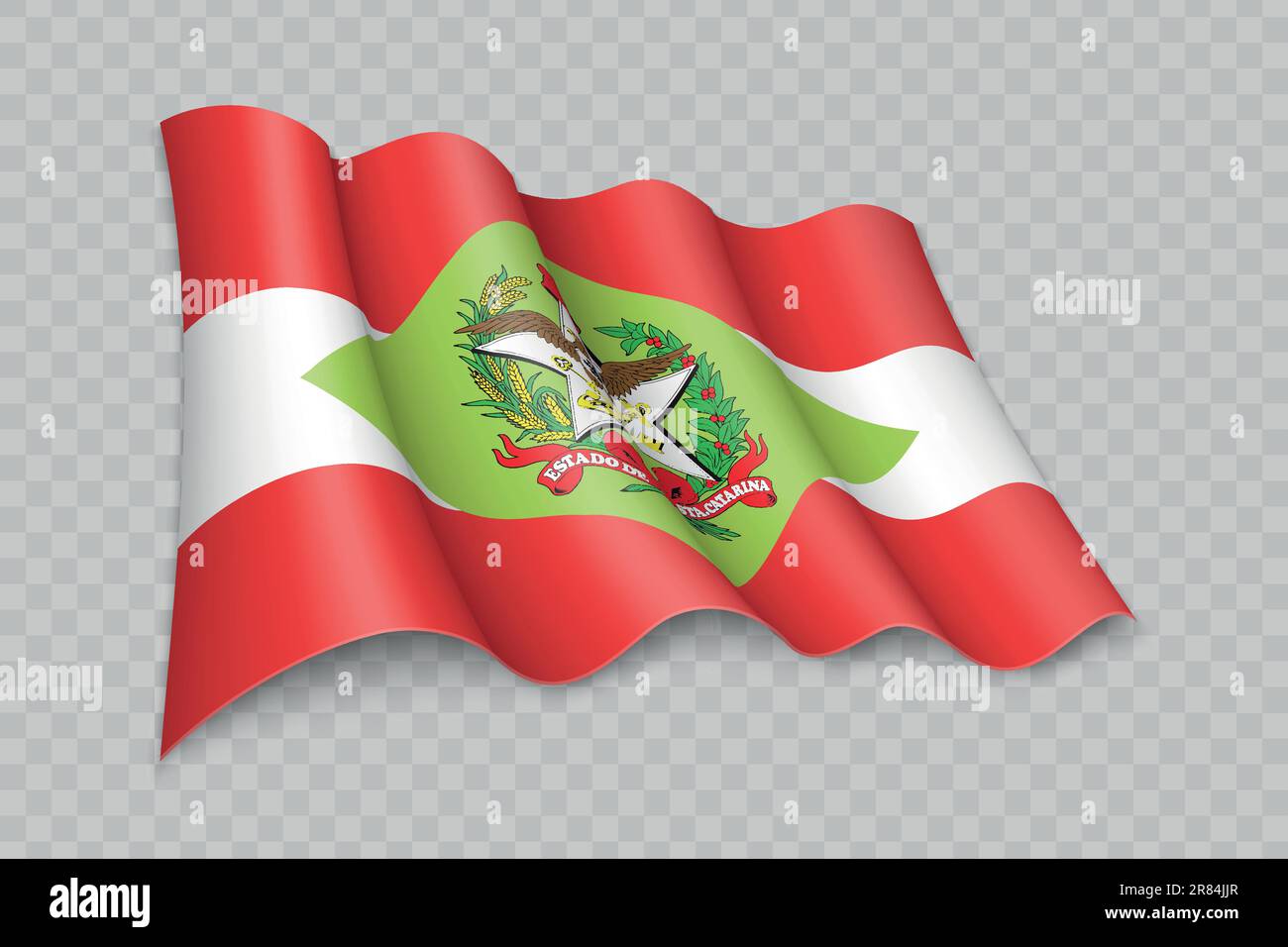 3D Realistic waving Flag of Santa Catarina is a state of Brazil on transparent background Stock ...