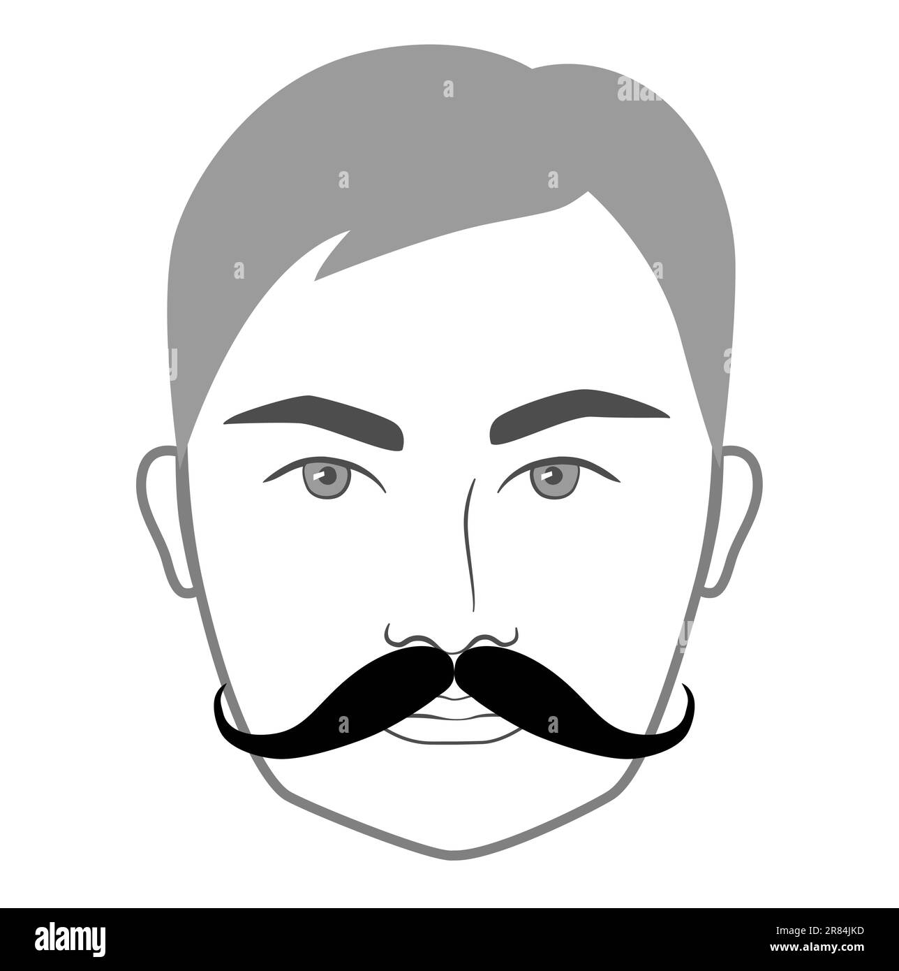 Hungarian mustache Beard style men face illustration Facial hair ...