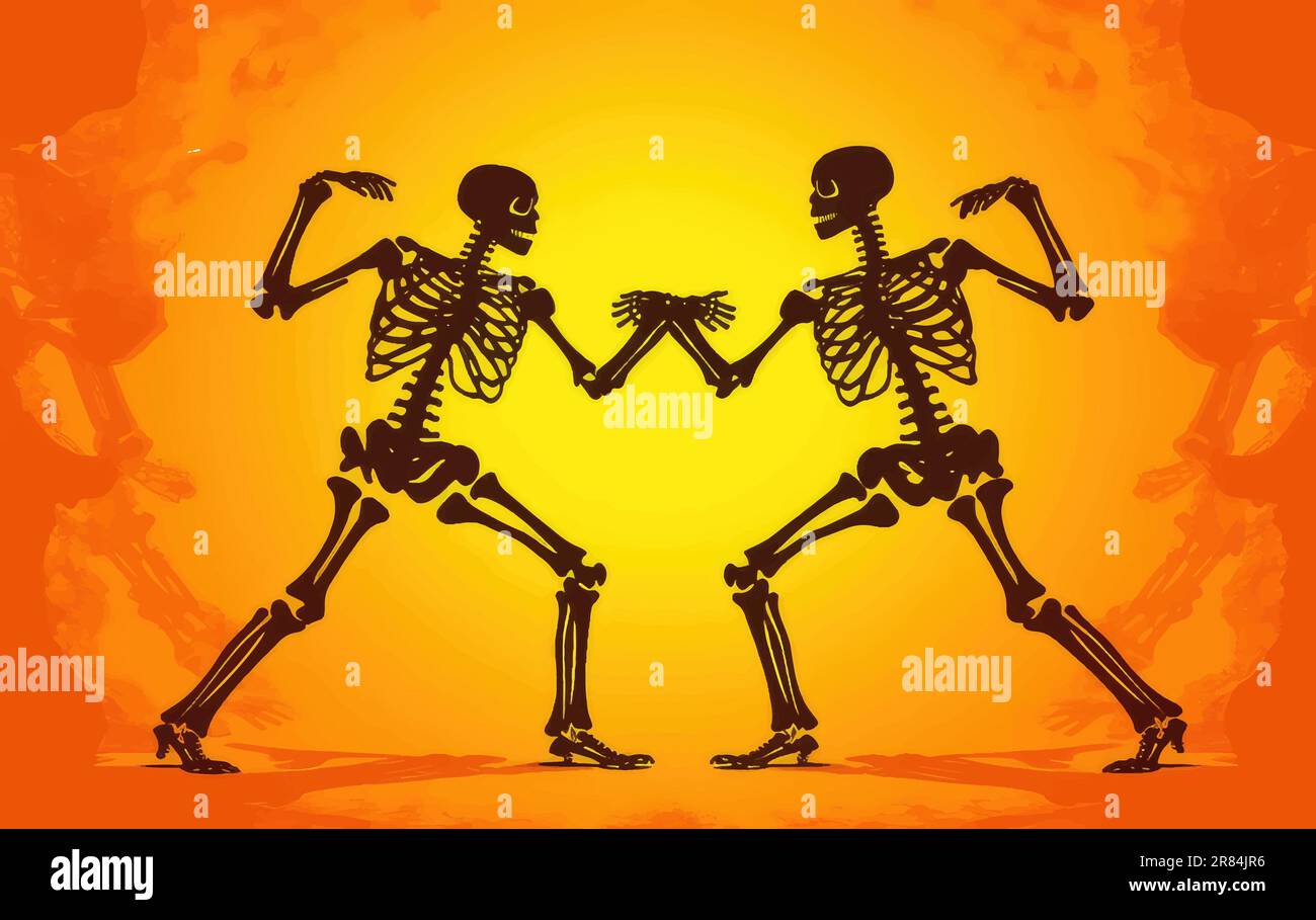 Funny skeletons dancing on the Day of the Dead, Halloween concept Stock ...