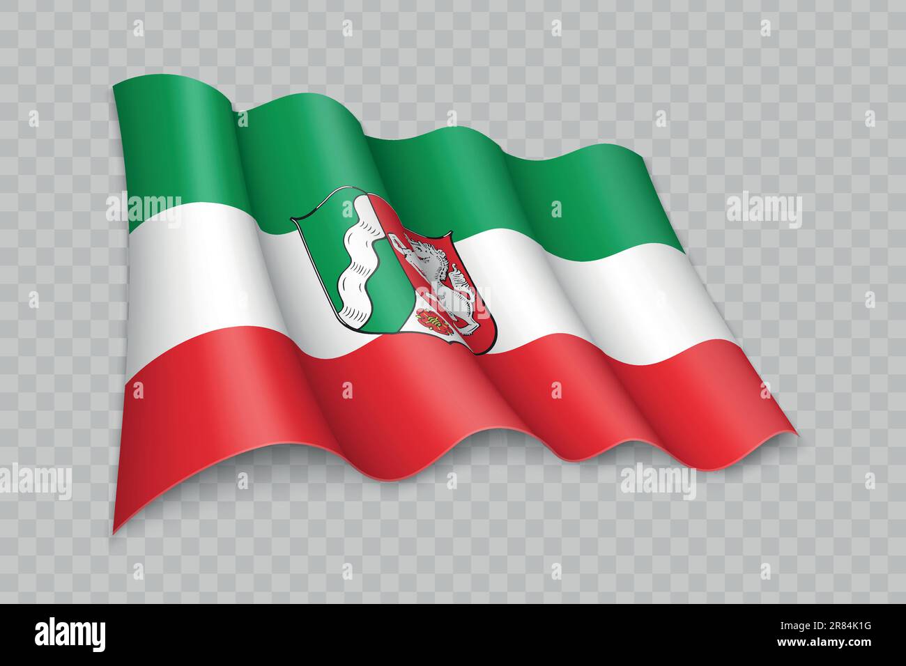3D Realistic waving Flag of North Rhine-Westphalia is a state of ...