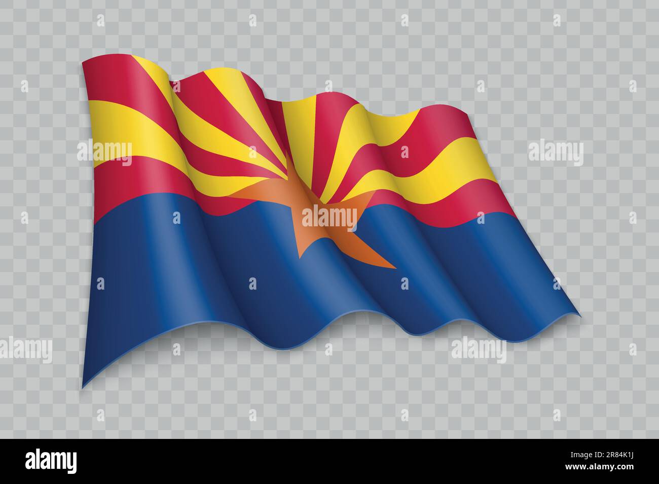 3D Realistic waving Flag of Arizona is a state of United States on ...