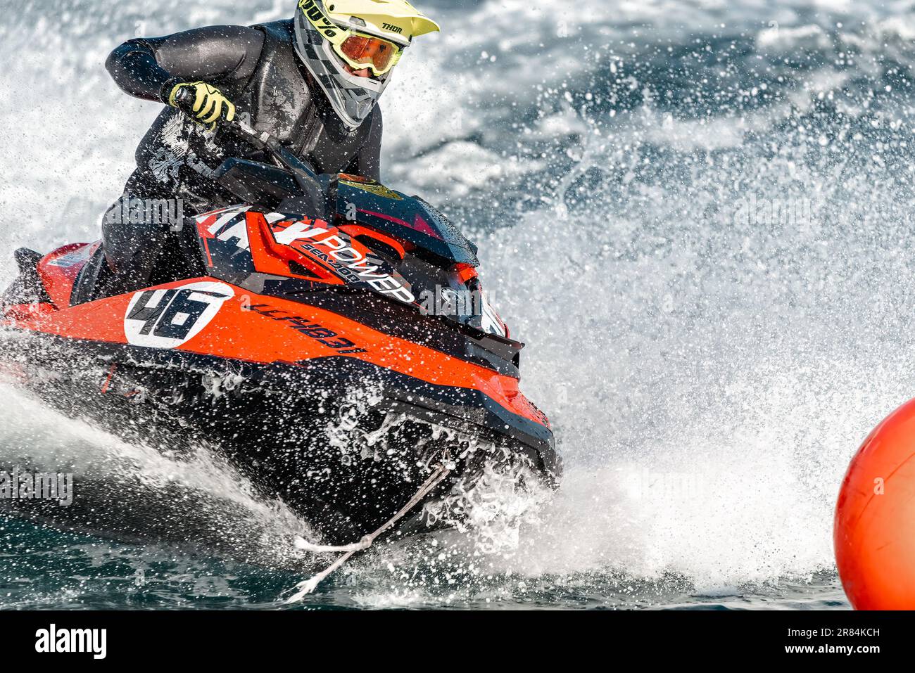 Limassol, Cyprus - November 26, 2022: Close-up of Jet ski rider during ...