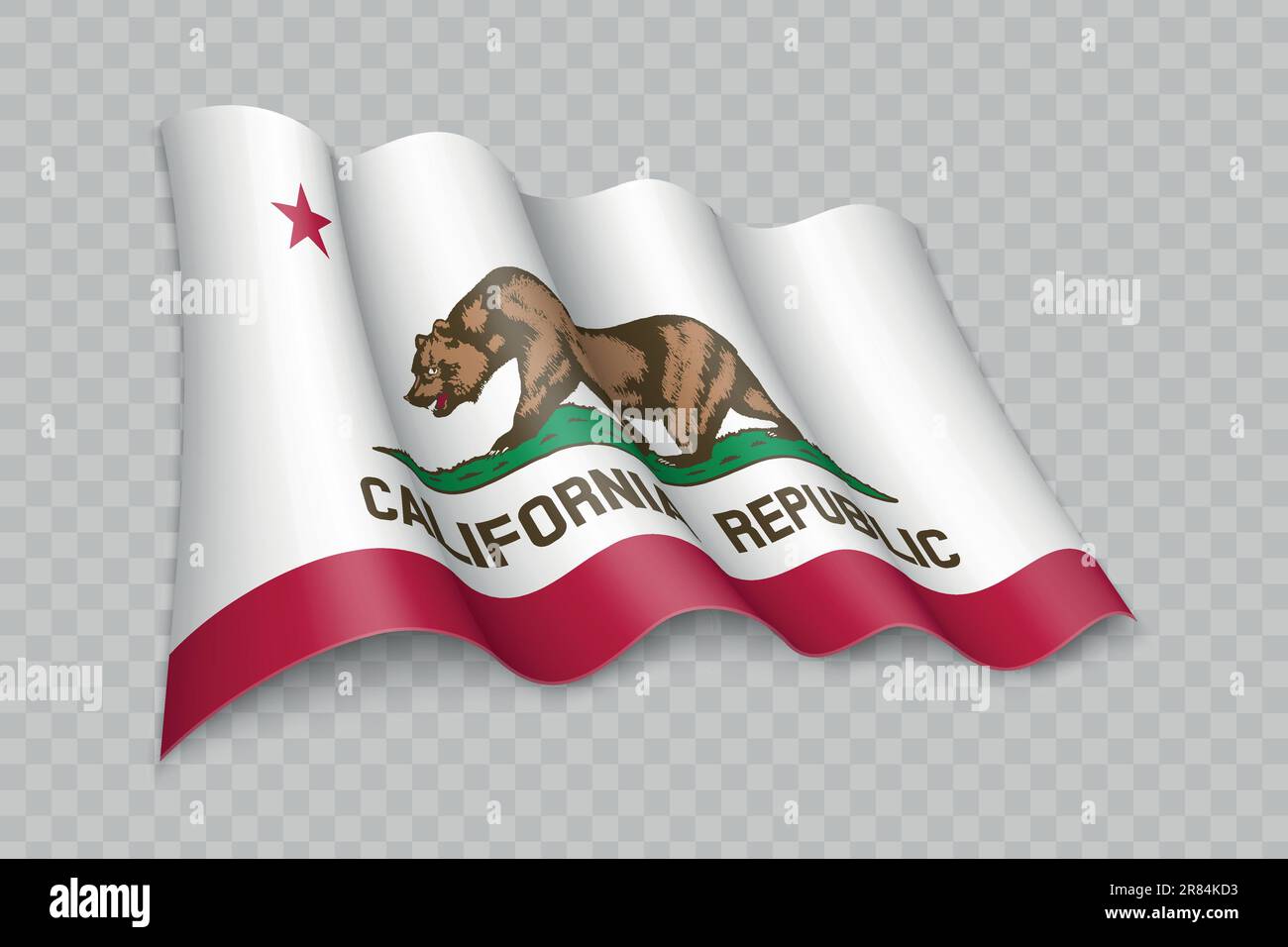 3D Realistic waving Flag of California is a state of United States on ...