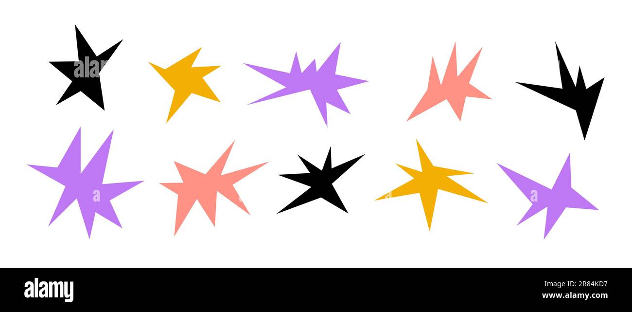 Sharp shapes collection. Bright irregular sparks and twinkles set ...