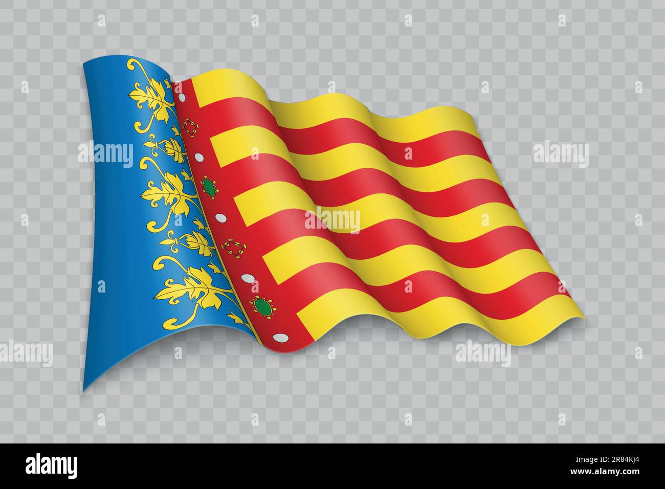 3D Realistic waving Flag of Valencia is a region of Spain on ...