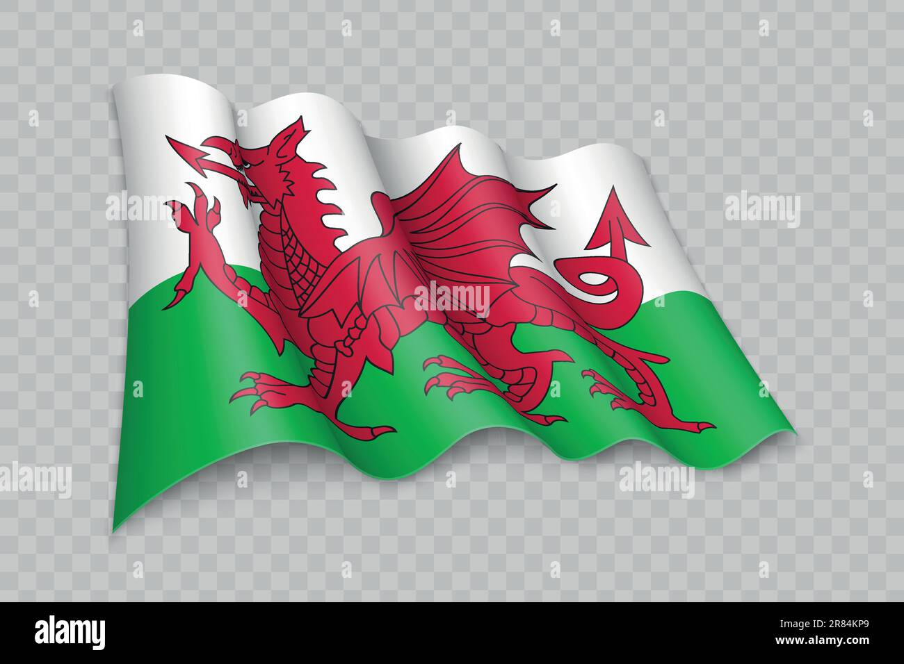 3D Realistic waving Flag of Wales is a region of United Kingdom on ...