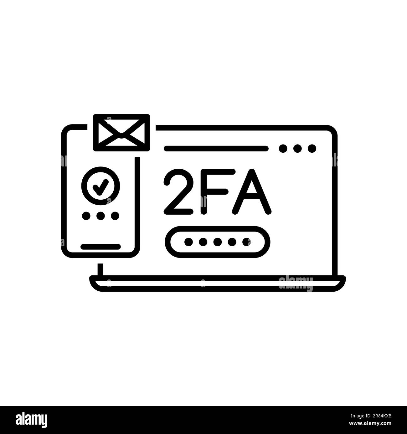 2fa Two Factor Verification Through Laptop And Mobile Phone Icon
