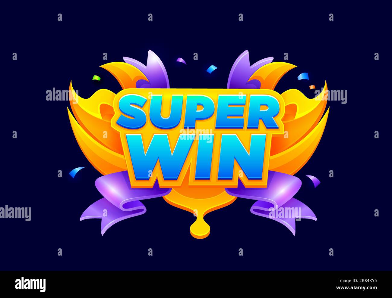 Game win popup banner. Gambling jackpot victory screen or icon, 2d ...