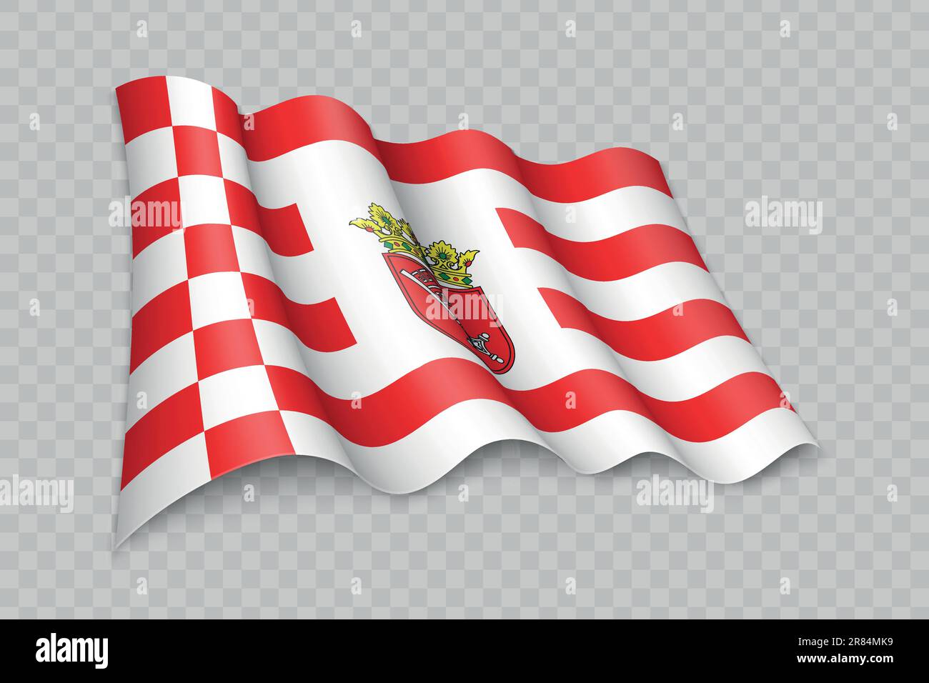 3D Realistic waving Flag of Bremen is a state of Germany on transparent ...