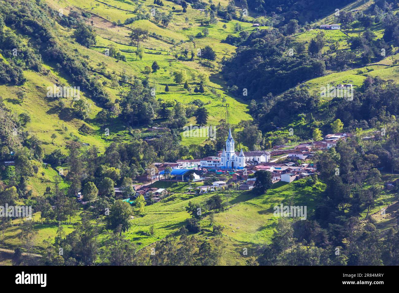 Beautiful small colonial village in Colombian mountains, South America ...