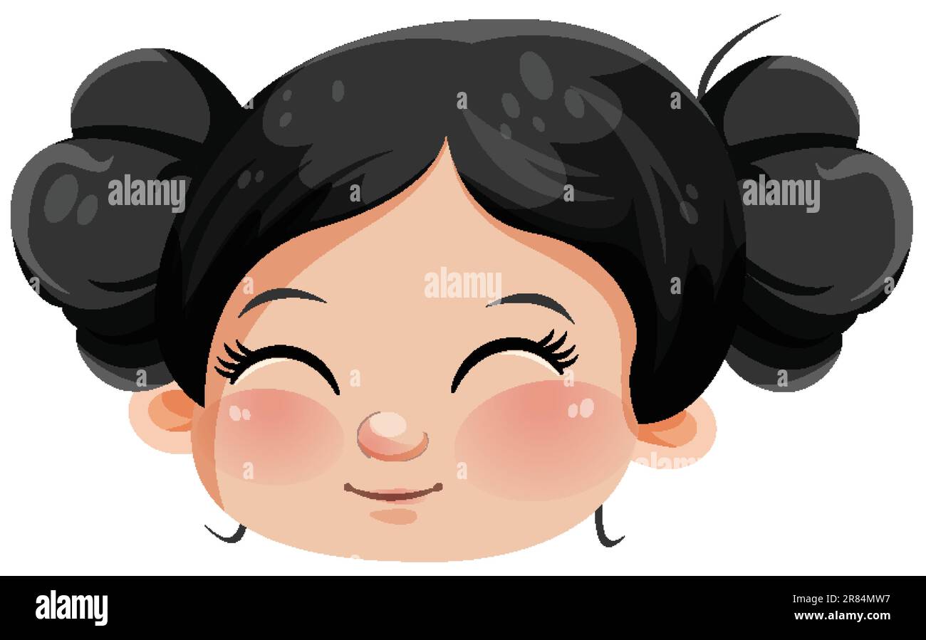 Cute Asian girl cartoon character illustration Stock Vector Image & Art ...