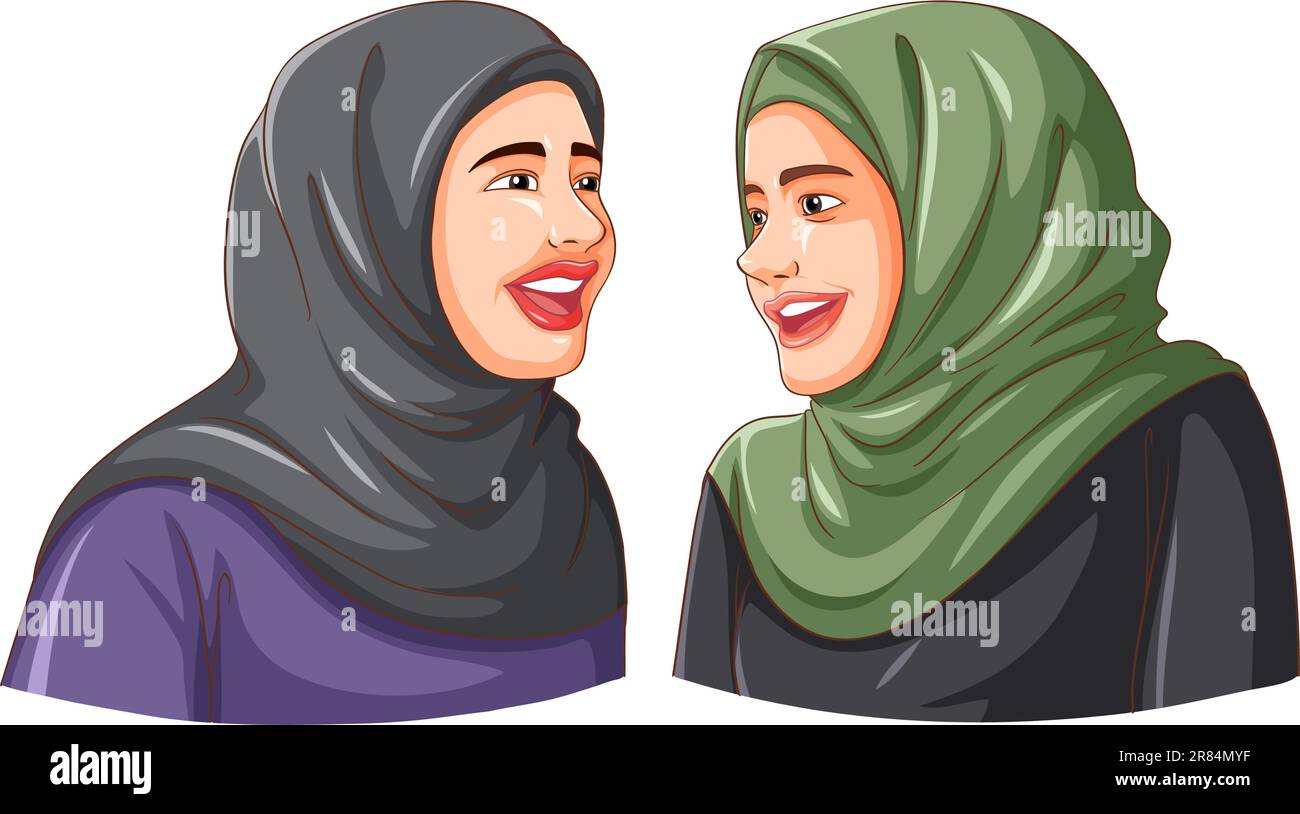 Happy muslim woman wearing hijab friends illustration Stock Vector ...