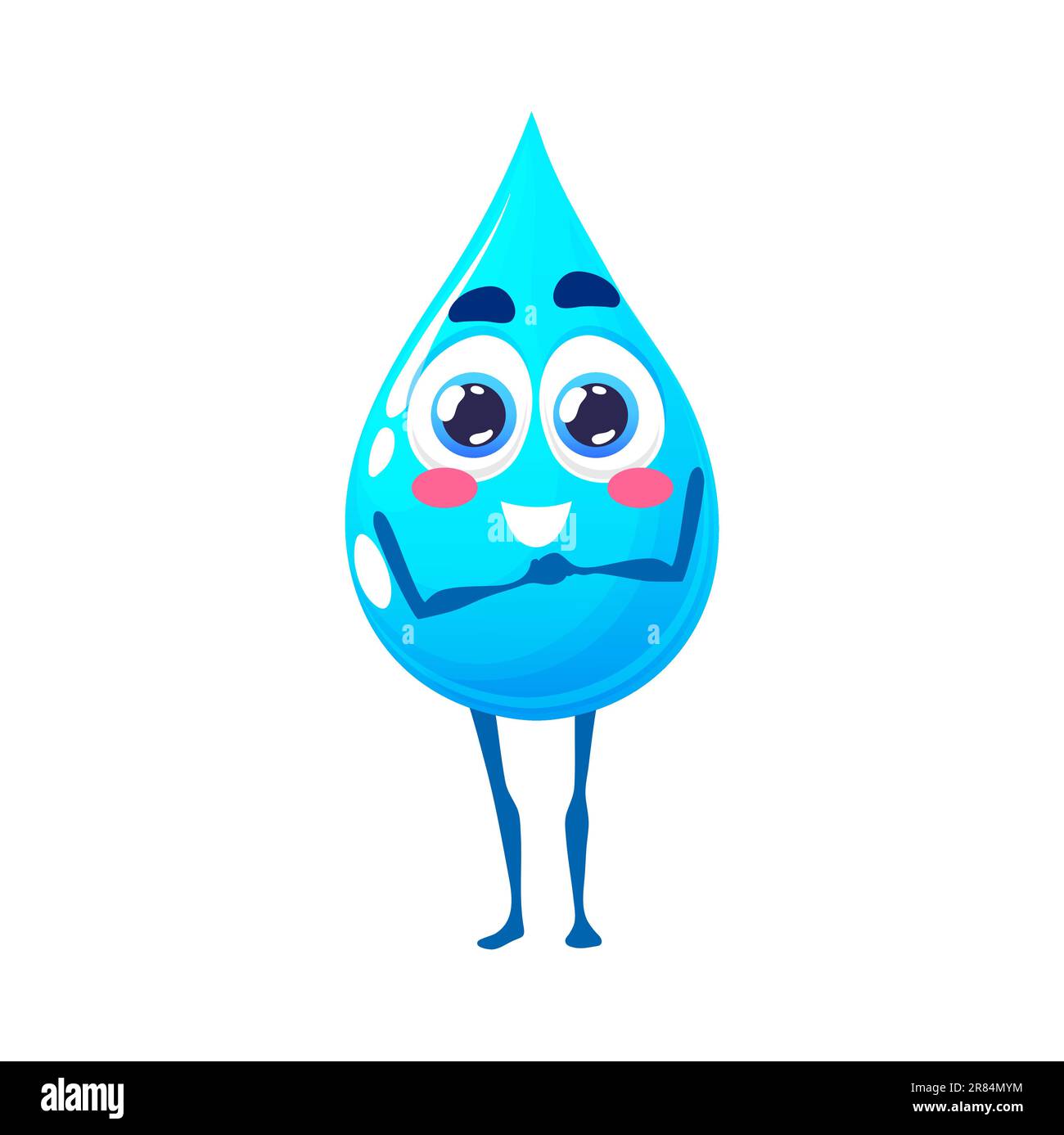 Cartoon happy water drop character. Blue aqua drop, fresh water drip or ...