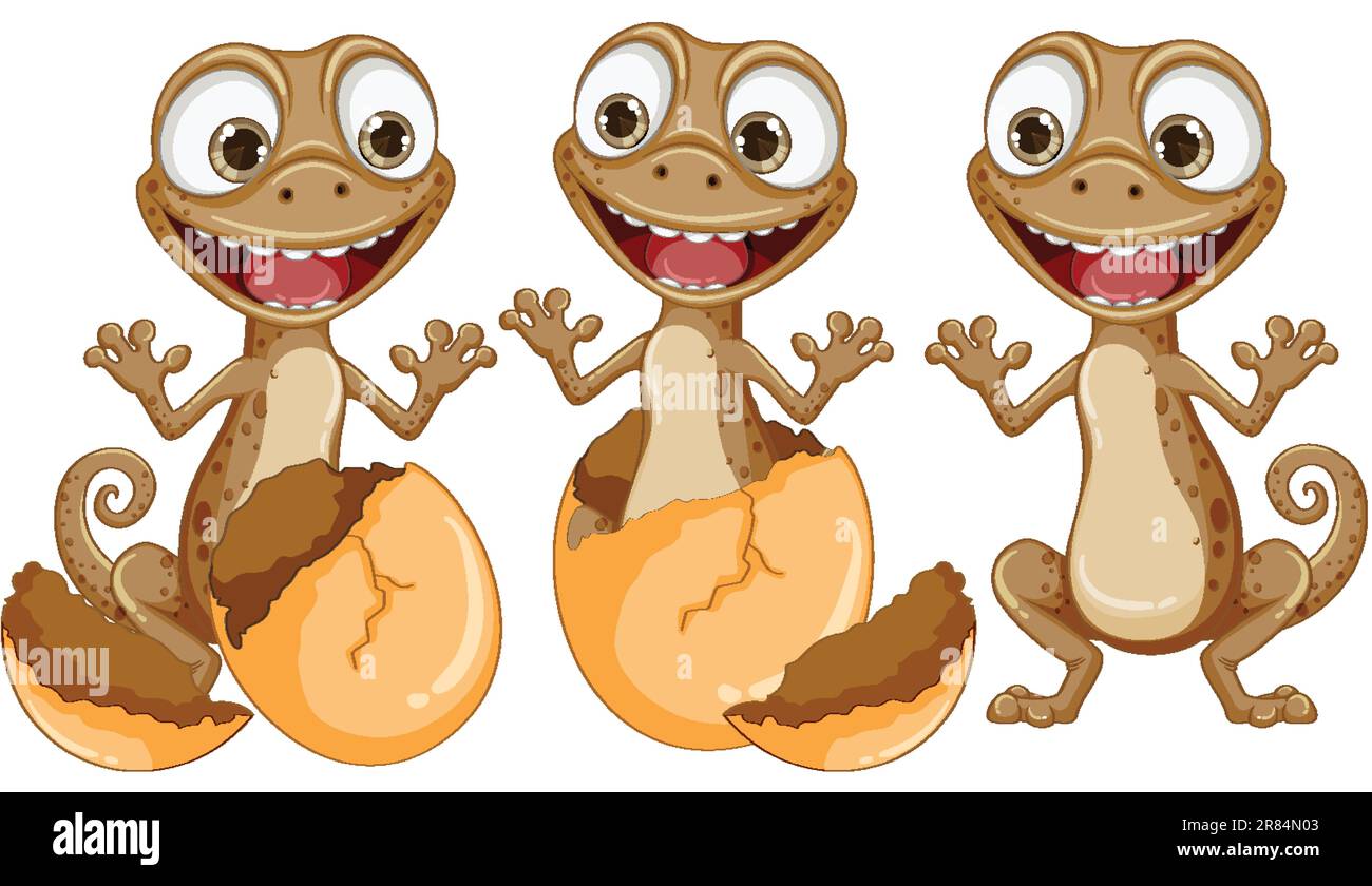 Funny Lizard Hatching From Egg illustration Stock Vector Image & Art ...