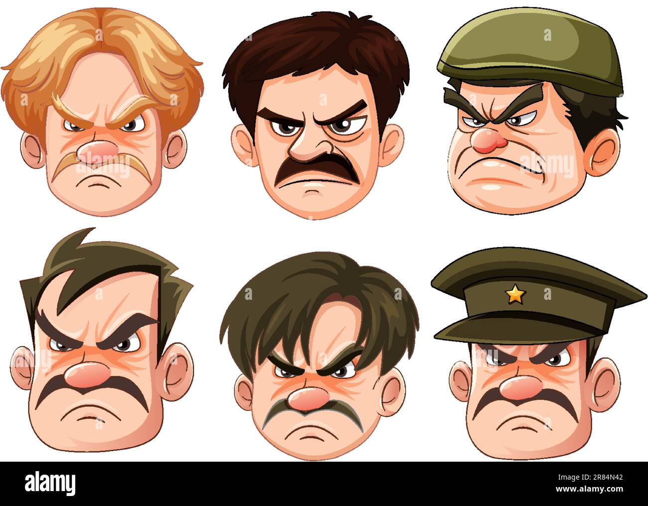 Grumpy Expression Officer Head illustration Stock Vector Image & Art ...