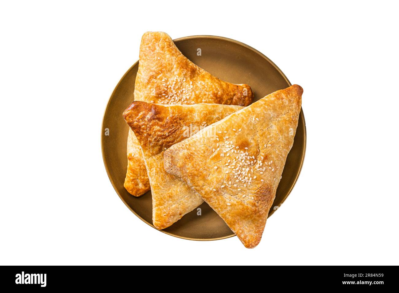 Samsa with chicken and cheese, samosa oriental pies. Isolated on white ...