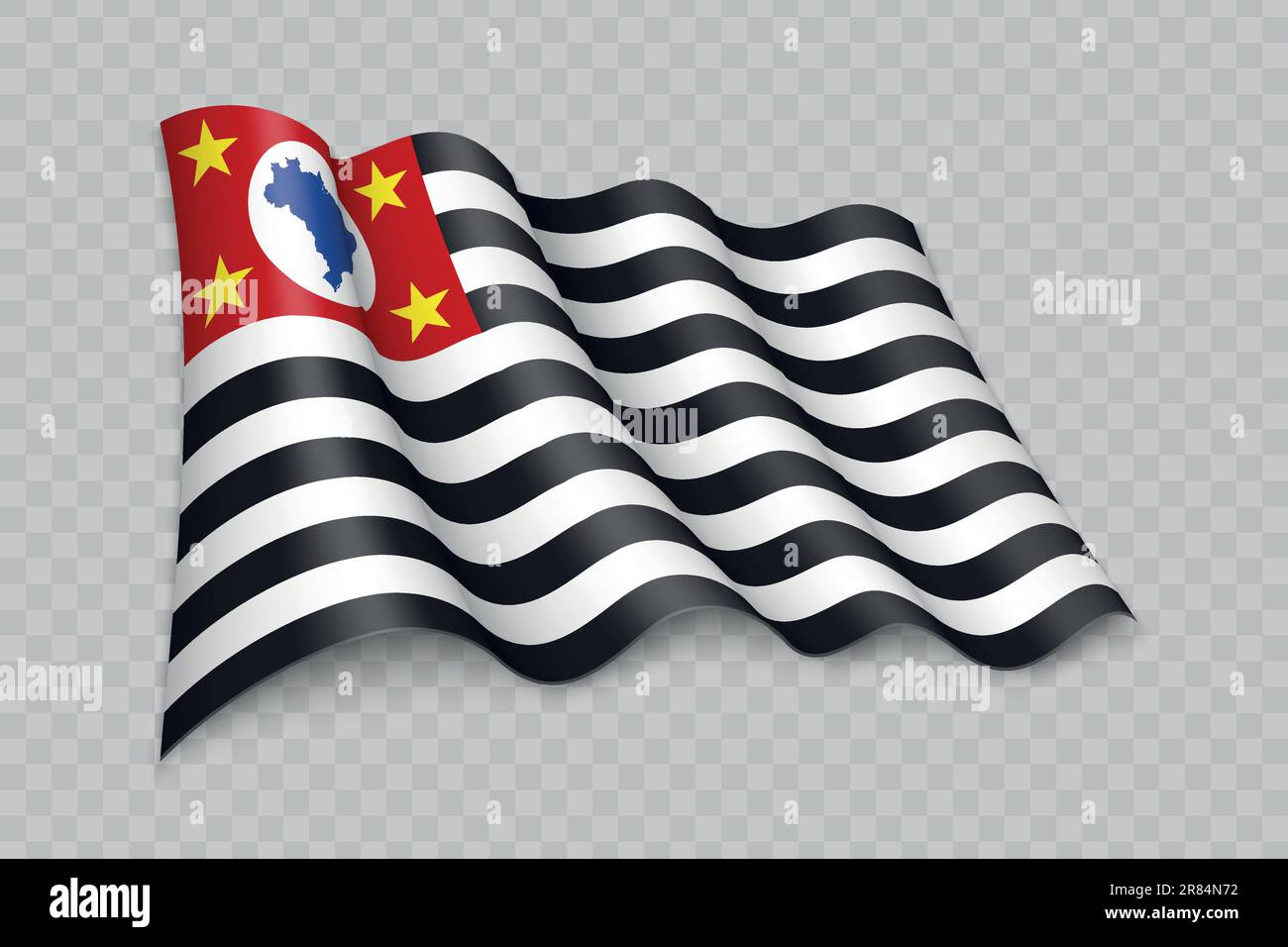 3D Realistic waving Flag of Sao Paolo is a state of Brazil on transparent background Stock ...
