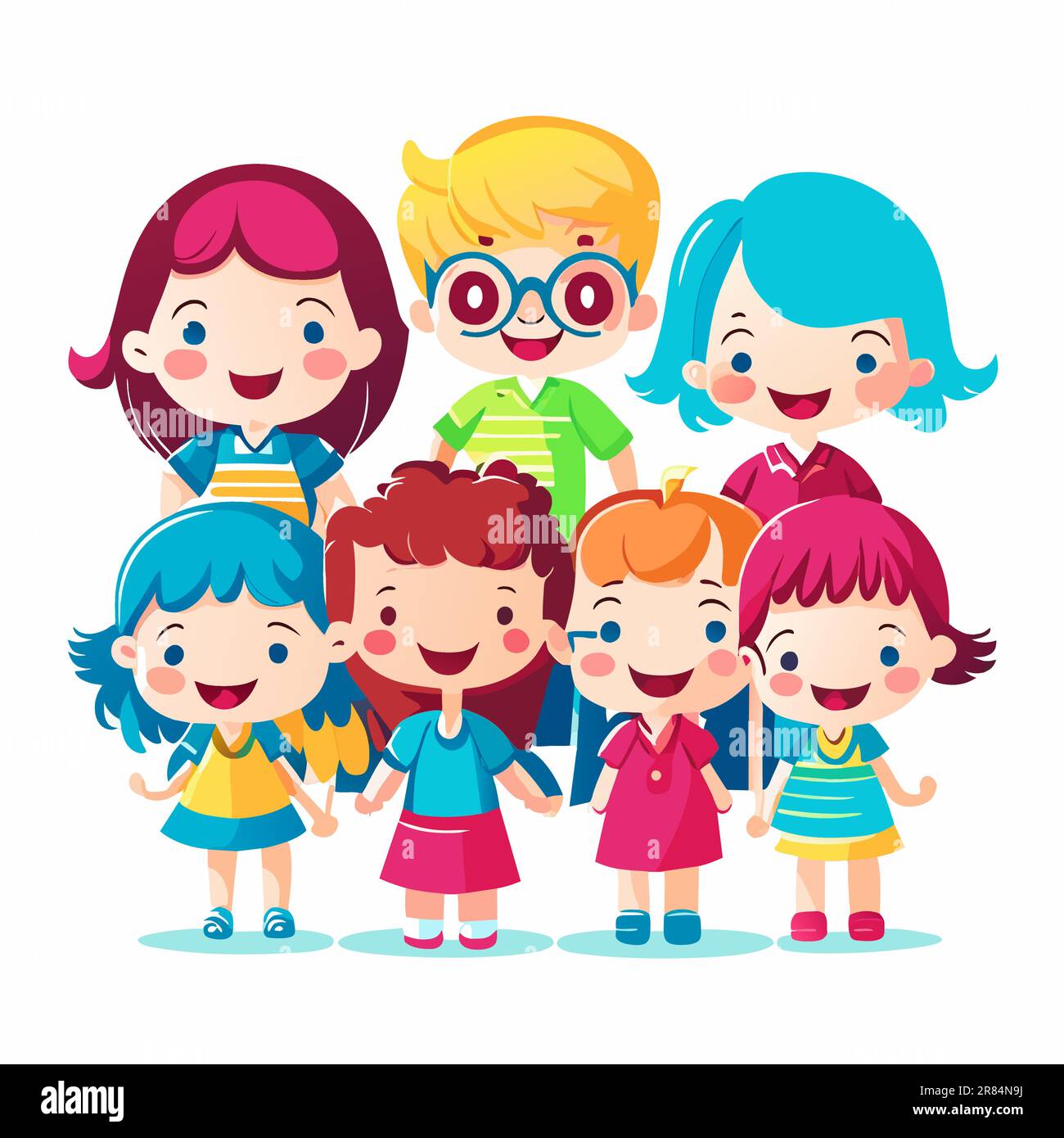 Group of school kids, group of happiness children Stock Vector Image ...