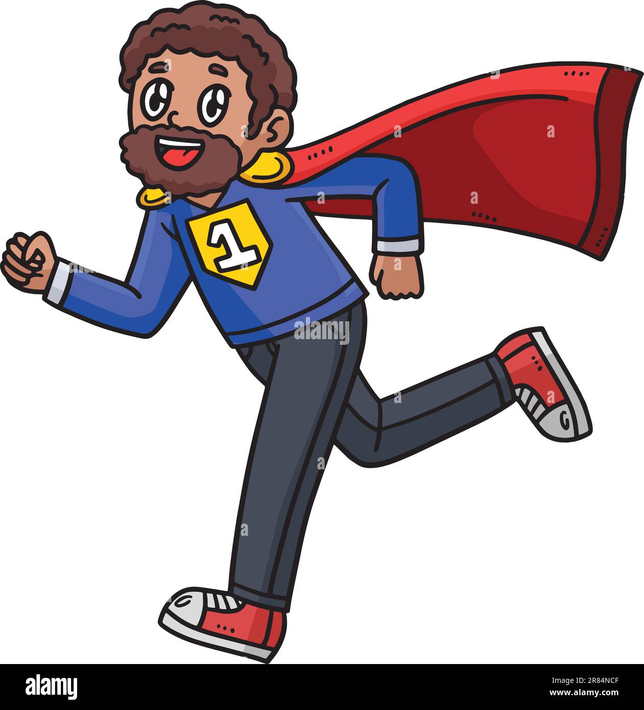 Fathers Day Dad Superhero Cartoon Colored Clipart Stock Vector Image ...