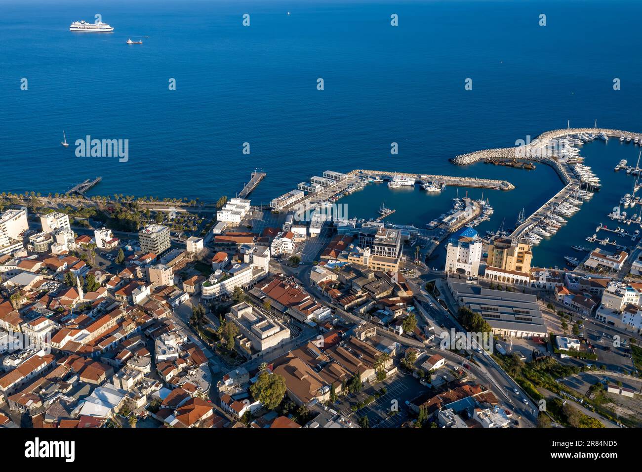 Aerial view of Limassol Old Port and historic part of the city. Cyprus ...