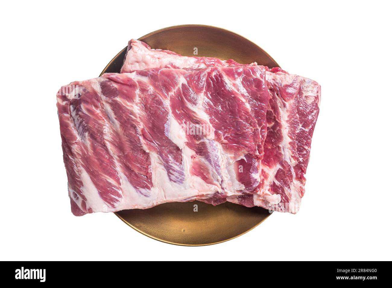 Rack of raw pork spare ribs. Isolated on white background Stock Photo ...